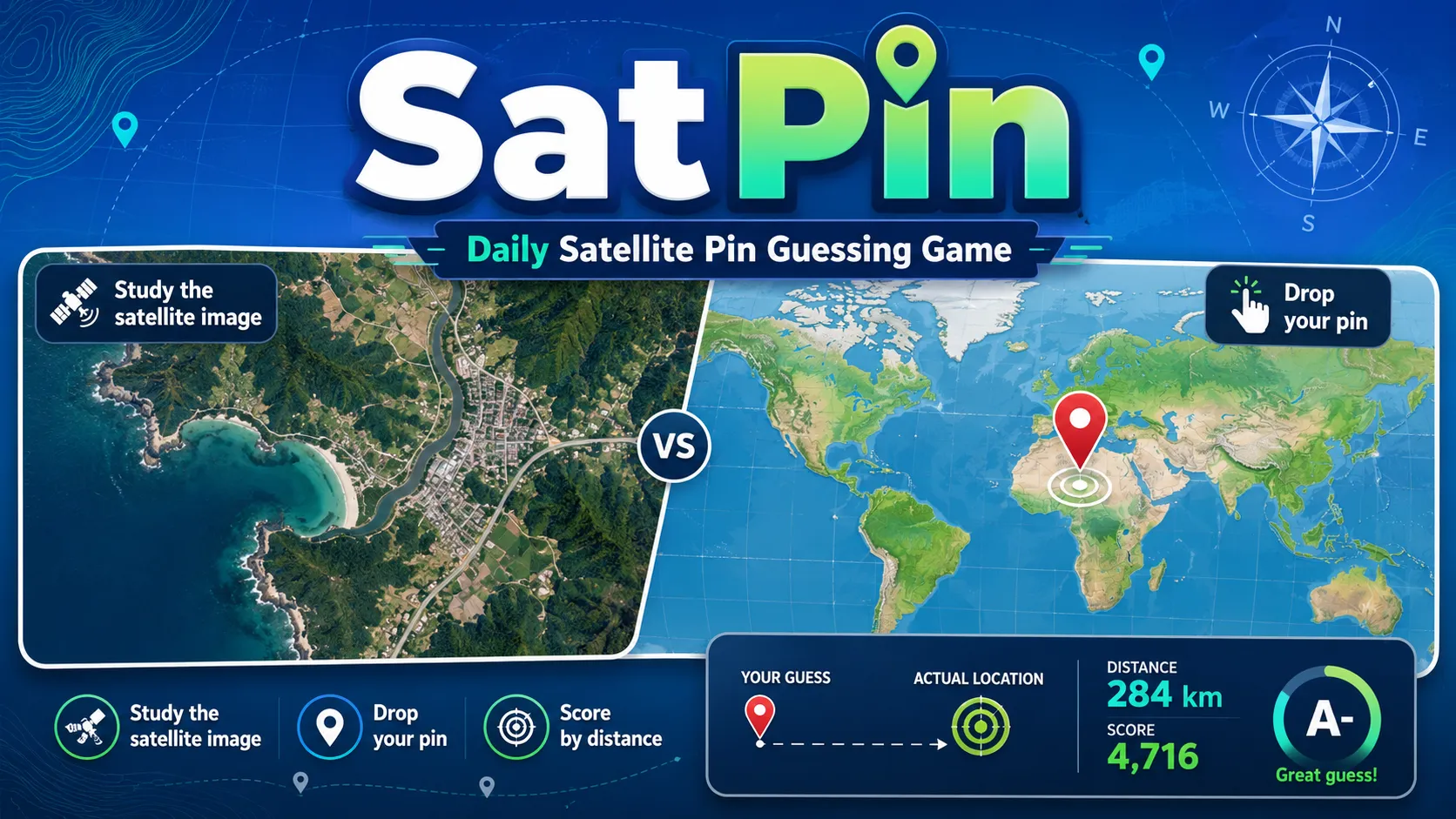 Play SatPin - Daily Satellite Geography Pin Guessing Game | Dle Games